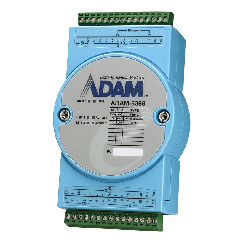 ADAM-6366 6 relés/18DI/6DO IoT Modbus/OPC UA Ethernet E/S remotas | Website ADAM-6366 6 relés/18DI/6DO IoT Modbus/OPC UA Ethernet E/S remotas | Website